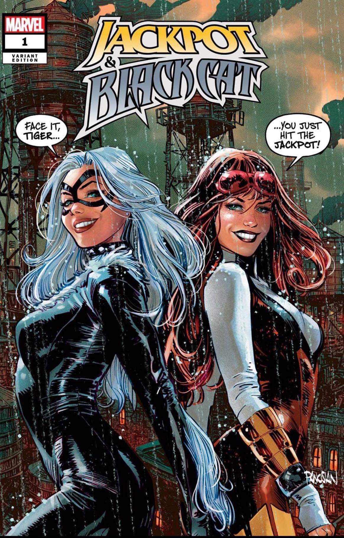 JACKPOT & BLACK CAT #1 Dan Panosian Black Saber Comics Exclusive - Tra